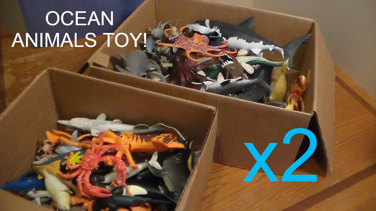 TWO HUGE BOX FULL OF OCEAN ANIMALS TOYS! Shark Whale Fish Dolphin Squid ...