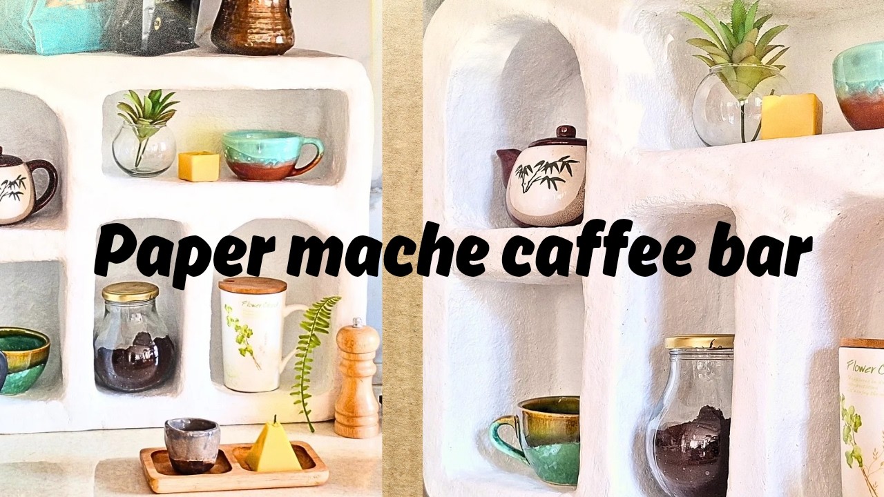 How To Make A #Cardboard Coffee Bar Shelf (DIY Coffee Station) - YouTube