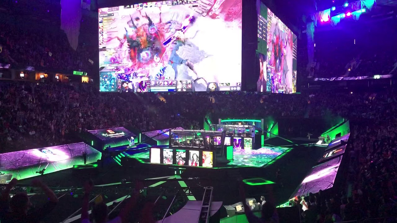 Final moments of TI8 winners final from the crowd - OG vs LGD - YouTube