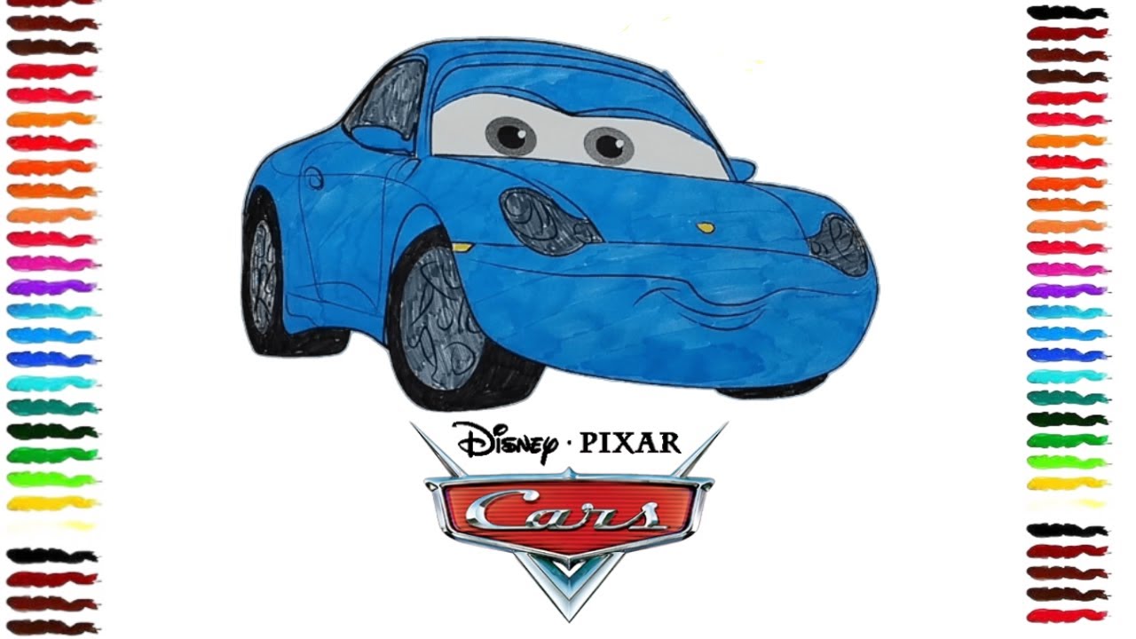 Sally carrera colouring from cars movie. Easy step-by-step tutorial. # ...
