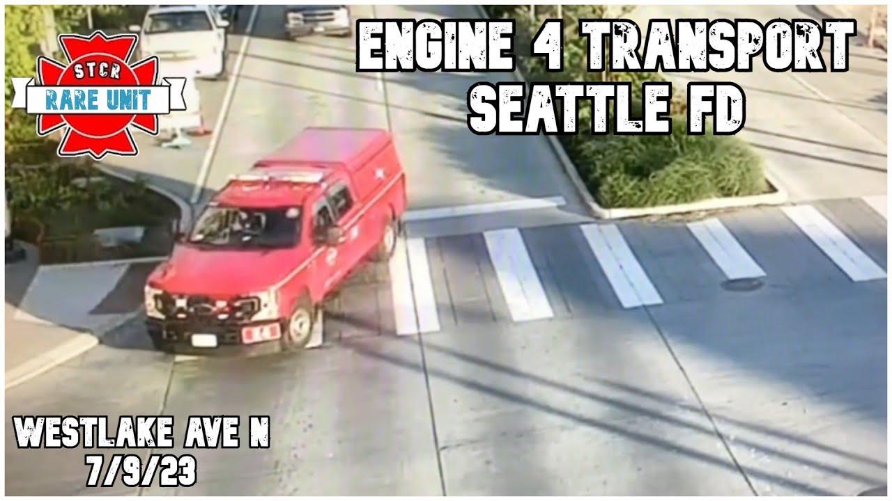 Seattle Fire Engine 4 transport unit responding (eleven angles) - YouTube