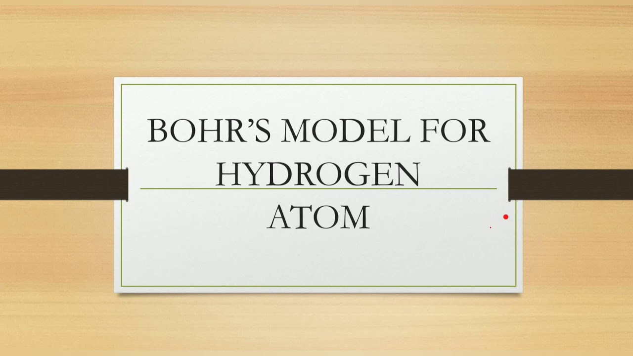 Class 11| chemistry | chapter 2 | Bohr model for H atom - YouTube