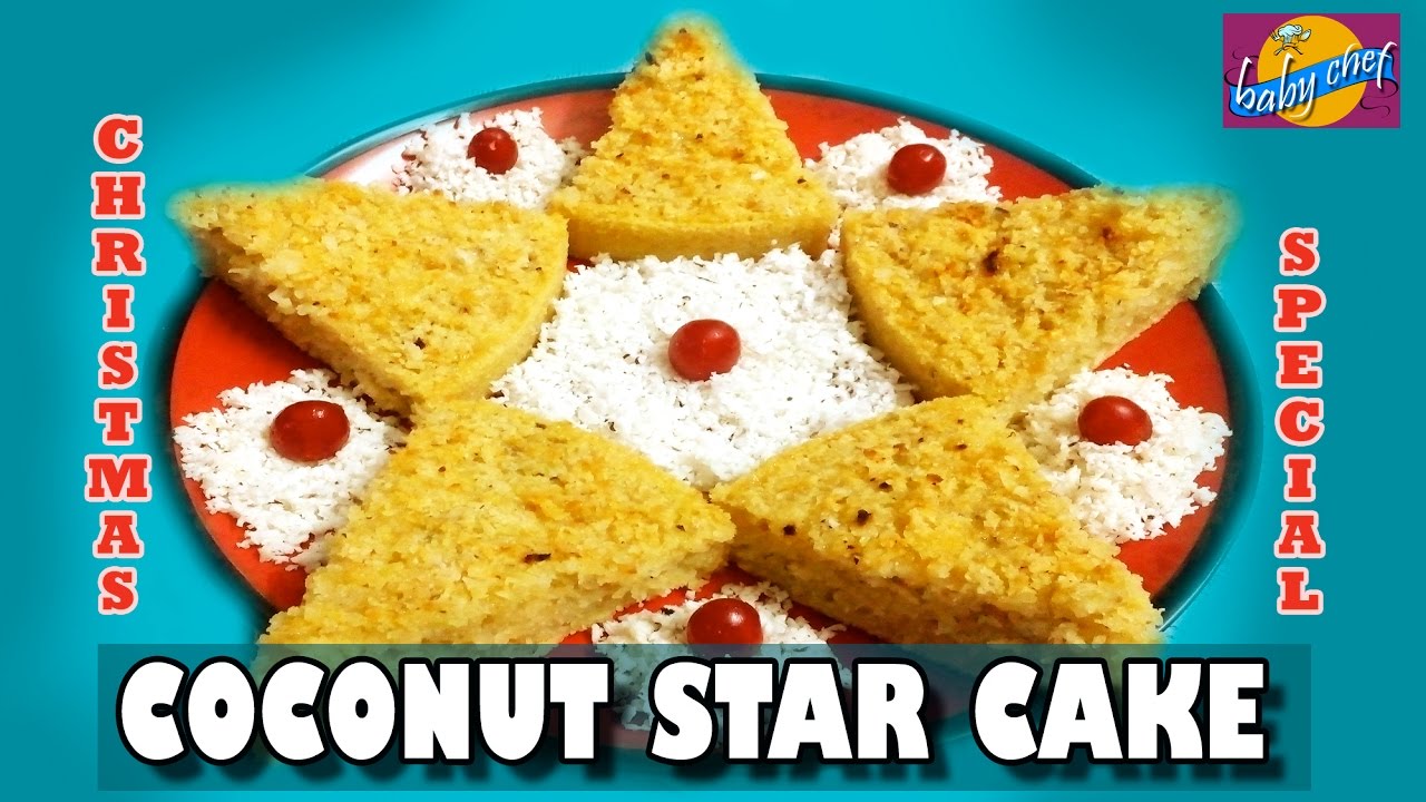 COCONUT STAR CAKE | How to make a christmas special coconut star cake ...