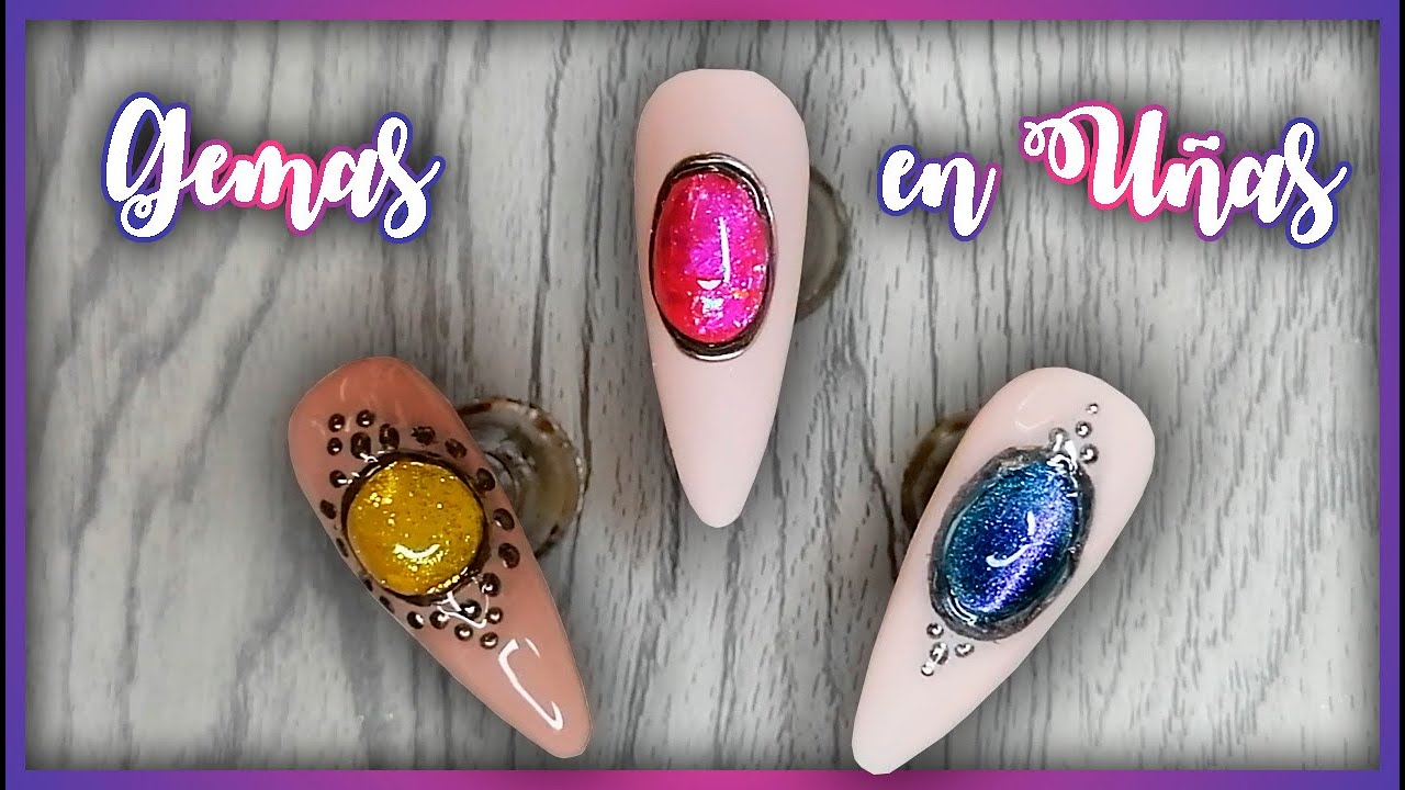 Gemas en uñas / Gems nails - YouTube