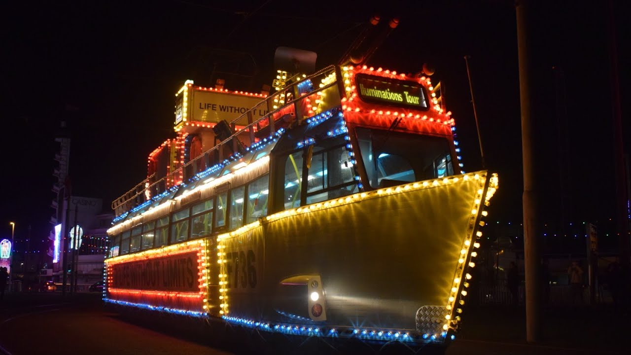 Blackpool Illuminated Frigate 736 Warship Pleasure Beach loop - YouTube
