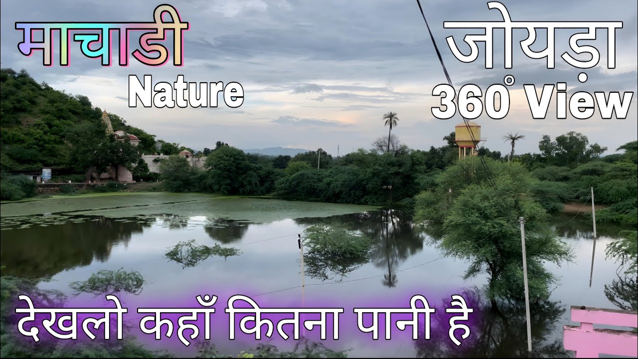 माचाडी जोएड़ा 360° View । माचाडी जोहड़ पानी से भर गया, देखलो कहा कितना ...