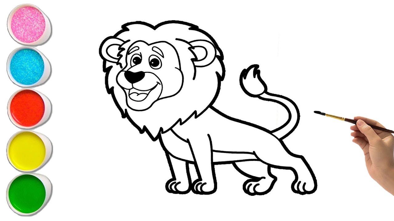 HOW TO DRAW A LION EASY STEP BY STEP FOR KIDS | COLOUR THE LION PICTURE ...