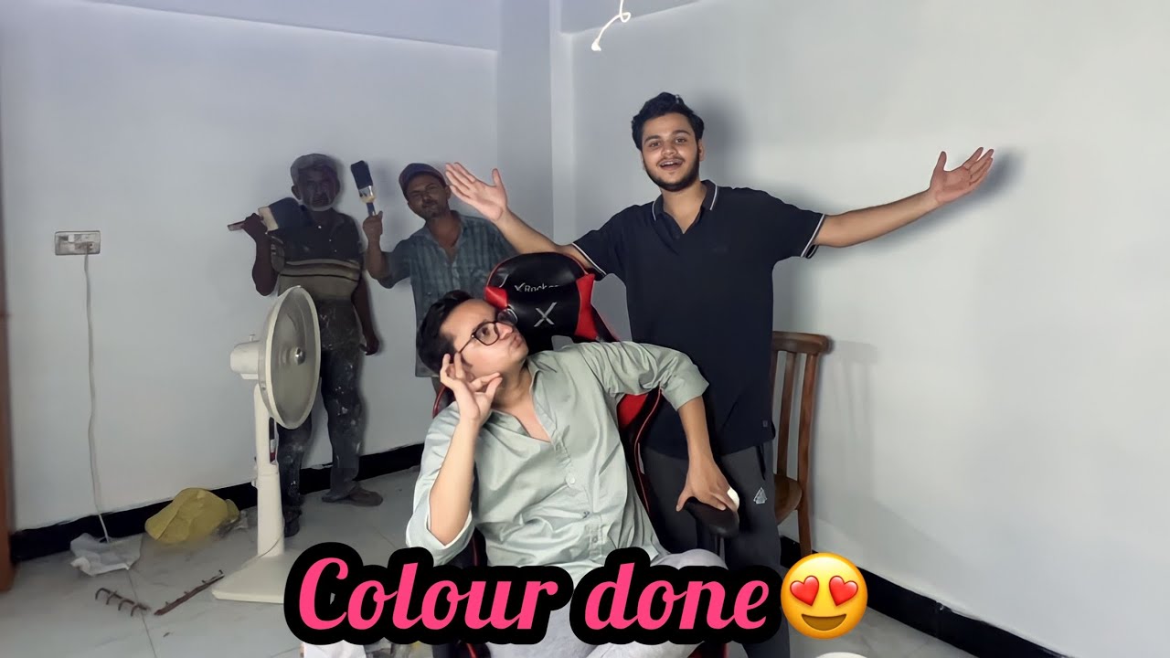 Finally hamary studio mai new colour ho gaya🎨|| Jala hoa Kamra khatam🤩 ...