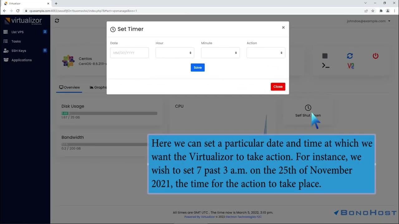 How to Set Self Shutdown, Start or Reboot Timer for Your VPS in Virtualizor BonoHost - YouTube