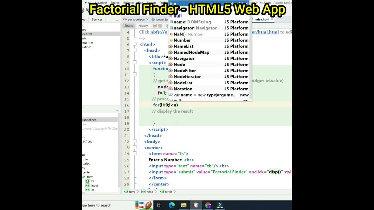 Factorial Program in Java Script | Java Script Tutorial | HTML5 Web App ...