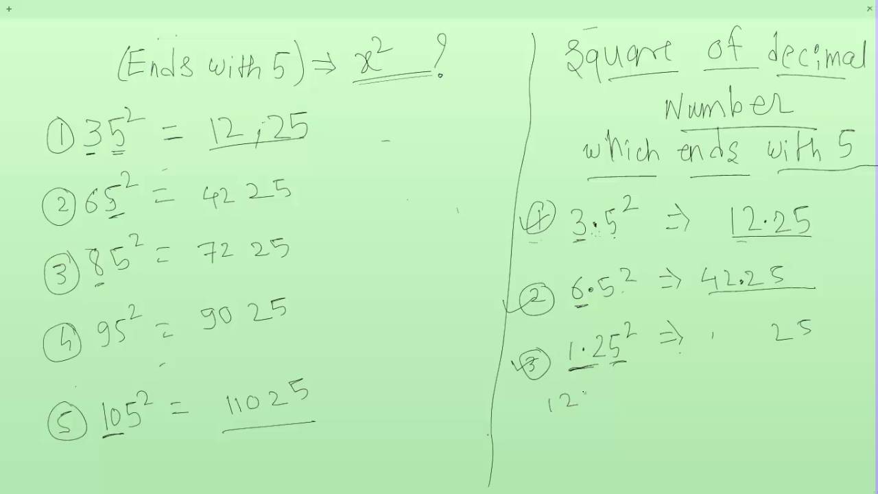 Square of decimal number within few seconds ending with 5 - YouTube