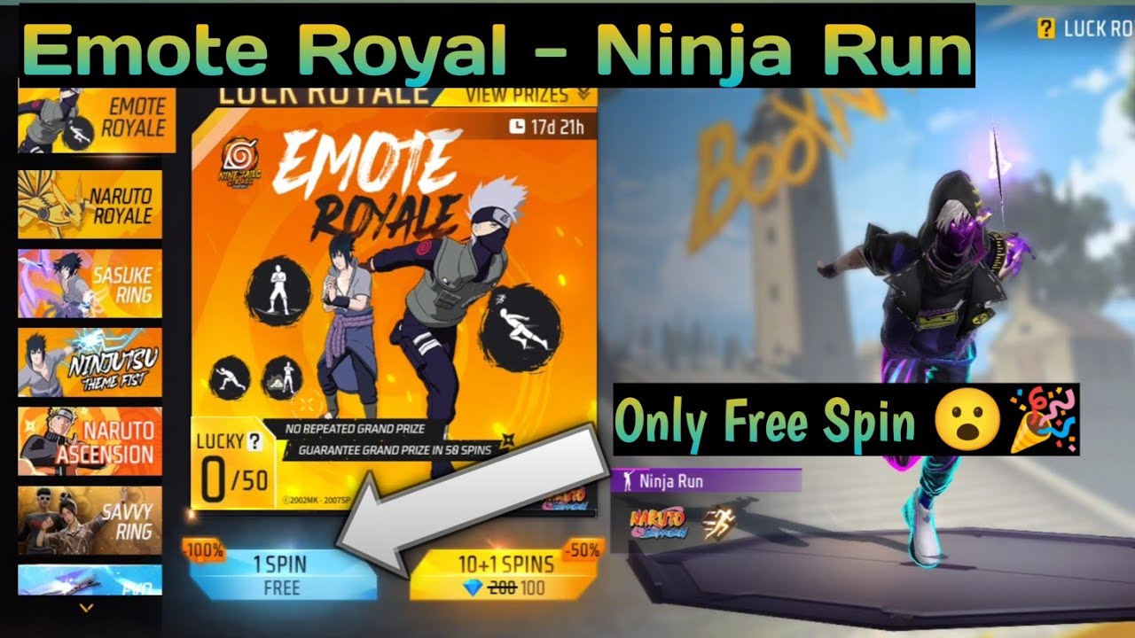 Ninja Run Emote In Emote Royal || Emote Royal only Free Spin 😮🎉 || Free ...