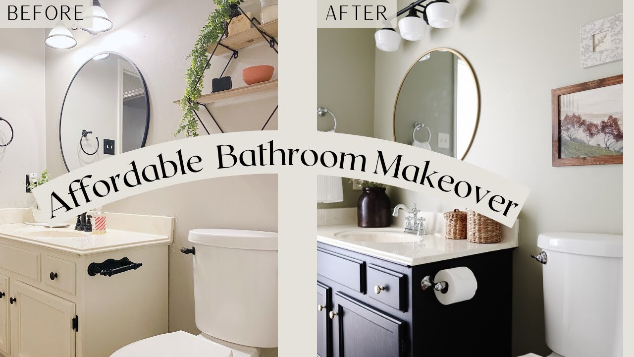 Affordable DIY No Demo Bathroom Makeover - YouTube