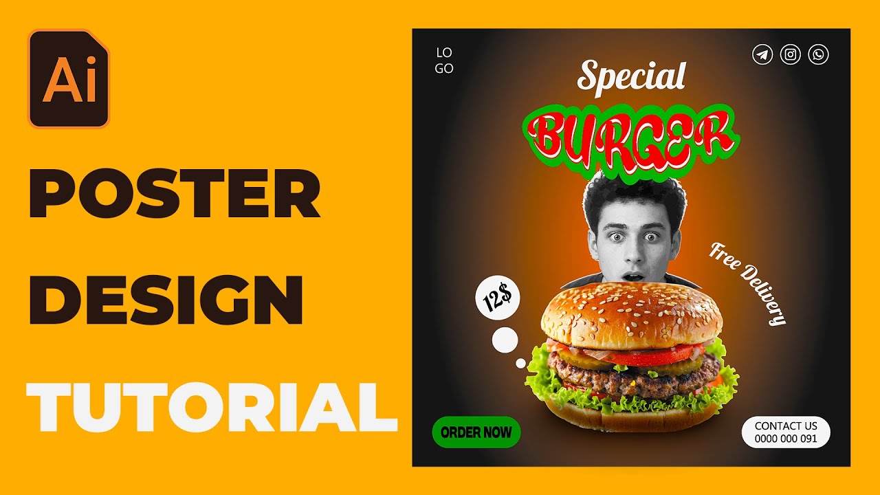 Illustrator Tutorial: Special Burger Poster Design - YouTube
