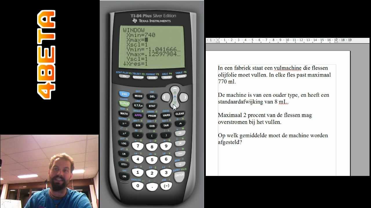 kansberekening - normalcdf - normale distributie - rekenvoorbeeld II - gemiddelde berekenen ...
