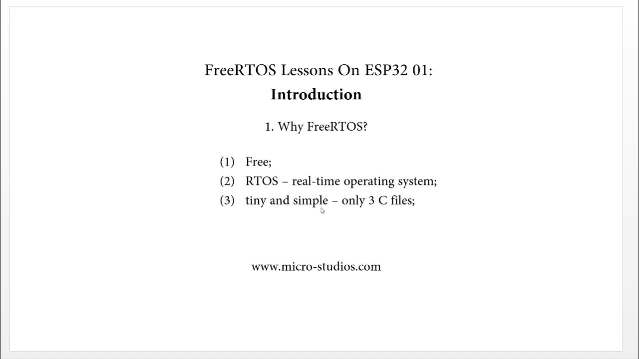 FreeRTOS On ESP32 Lesson 01: Introduction: - YouTube