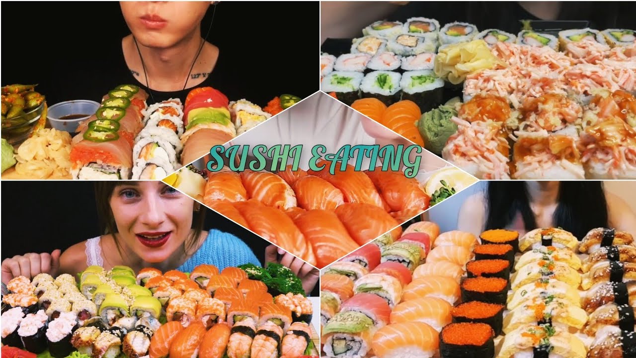 Famous Yummy Sushi Eating Compilation!!Mukbanger Eating Sushi Challenge ...