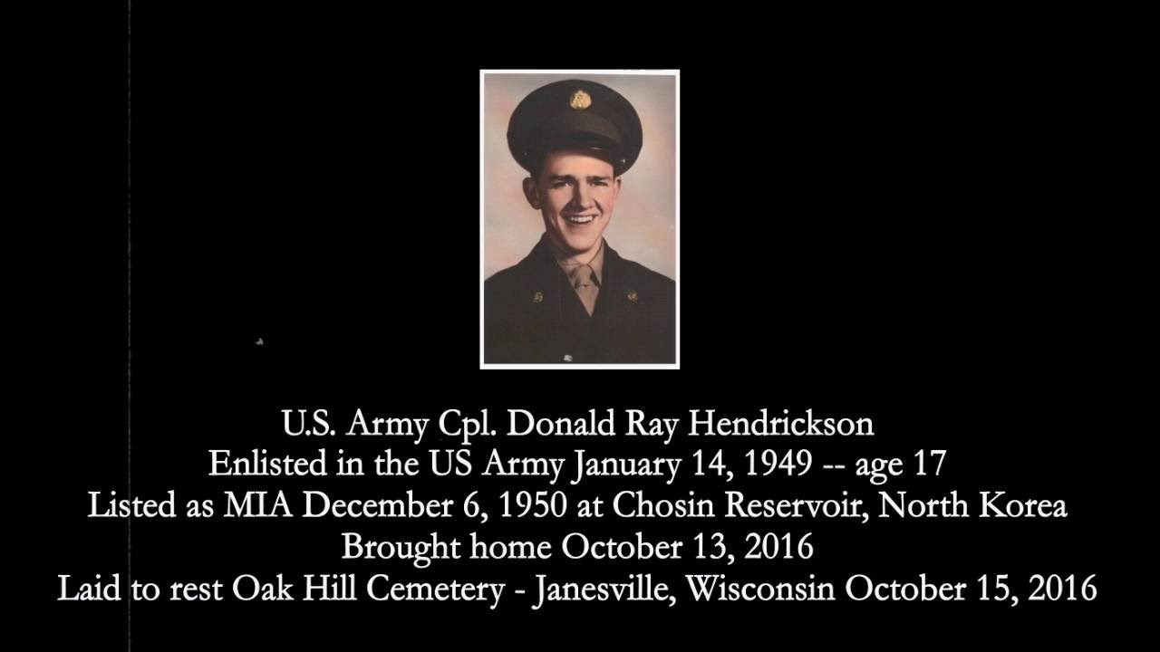 Cpl. Donald Ray Hendrickson Comes Home - YouTube