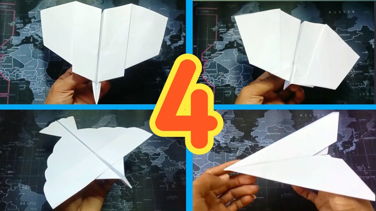 paper plane || 4 cara membuat pesawat dari kertas A4 Ki|| origami ...