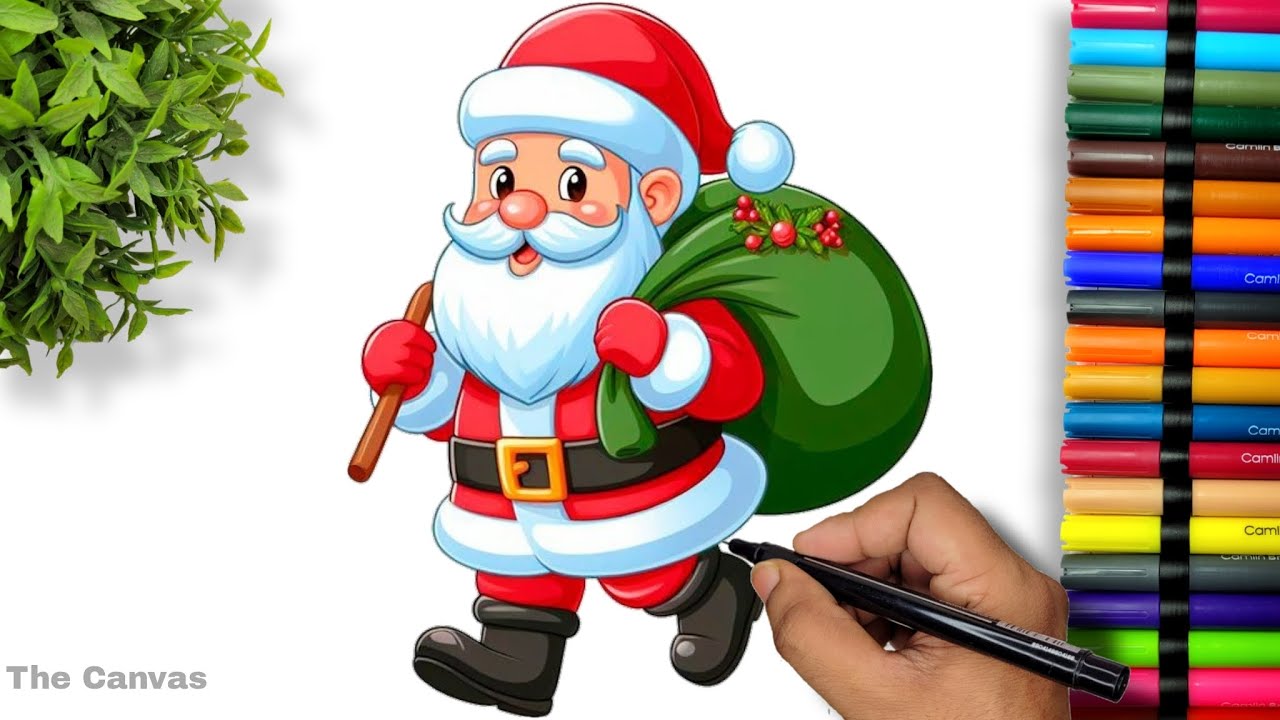 How to draw easy santa claus step by step | kids christmas drawing ...
