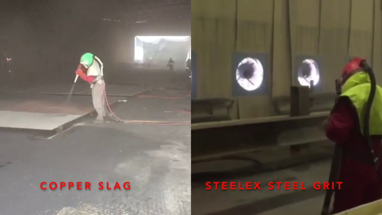 Steelex - Steel Grit vs Copper Slag Dust Levels - YouTube