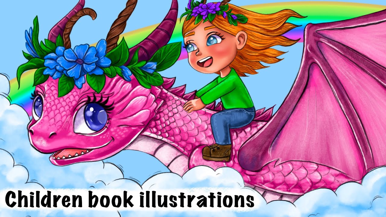 Adventure of a Beautiful pink dragon and a cute little girl ( children ...