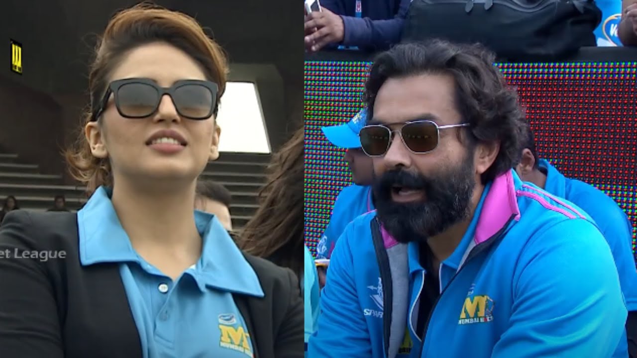 Bobby Deol and Huma Qureshi Enjoying the Match Between Mumbai Heroes vs ...
