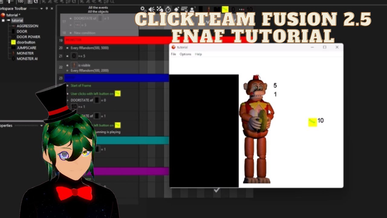 CLICKTEAM FNAF TUTORIAL | Doors, Power, AI, Jumpscare - YouTube