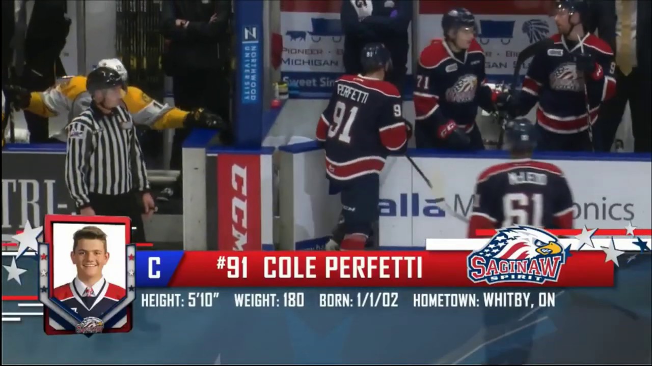 Cole Perfetti First OHL playoff goal - YouTube
