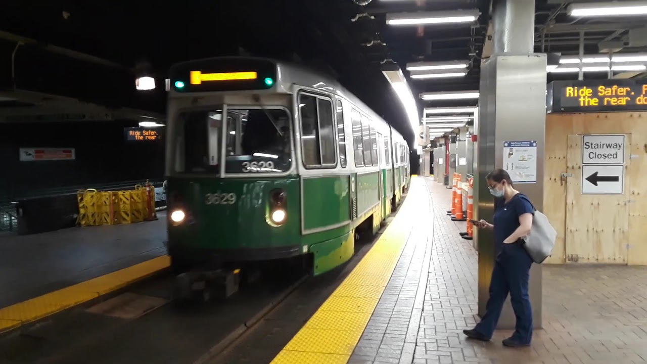 MBTA Green Line Kinki Shayo Type 7 and Breda Type 8 LRV Arriving at ...