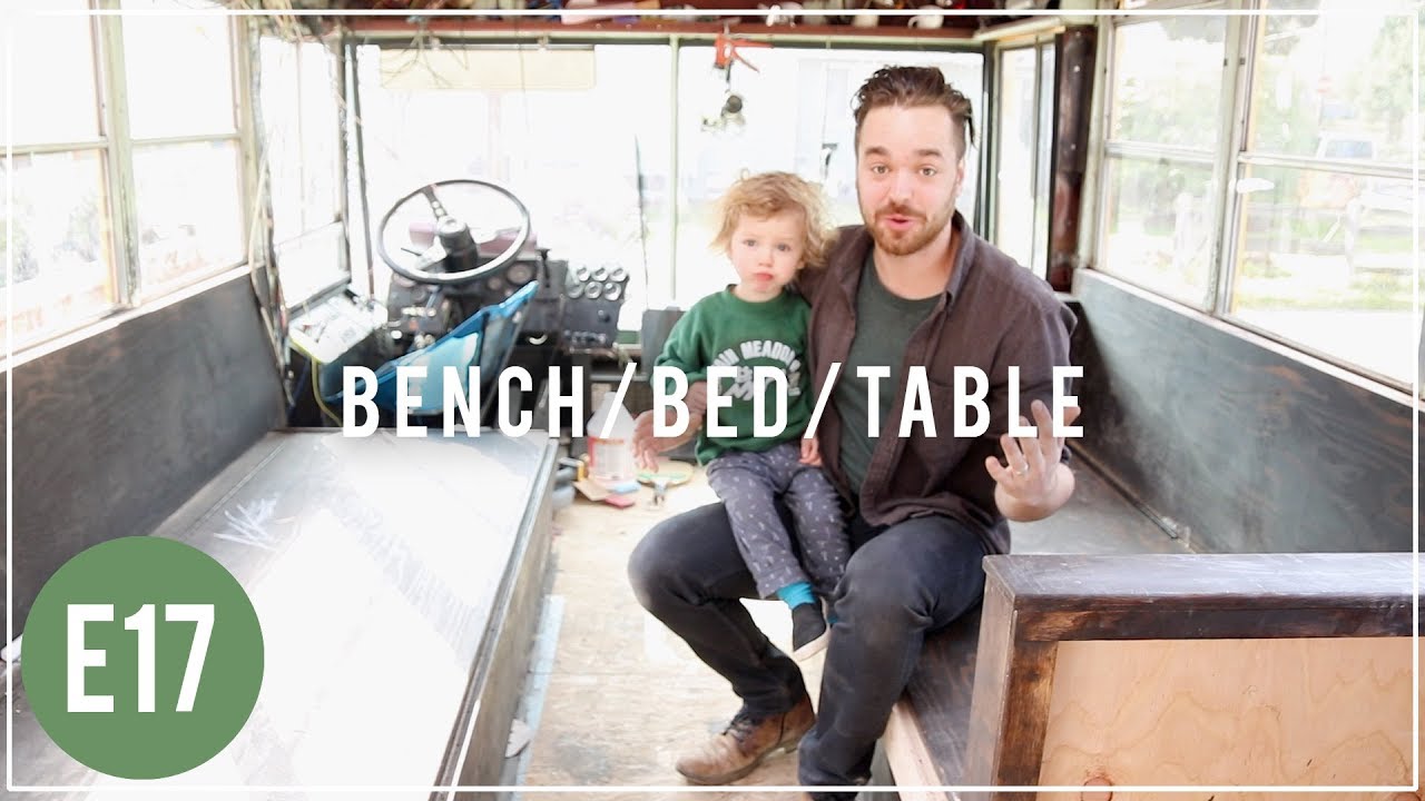 DIY Storage Bench / Bed / Table - Skoolie Bus Conversion - E17 - YouTube