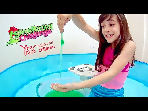 DIVERSÃO COM A CACHOEIRA DE GOSMA VERDE!!! ★ SLIME BUCKET CHALLENGE ...
