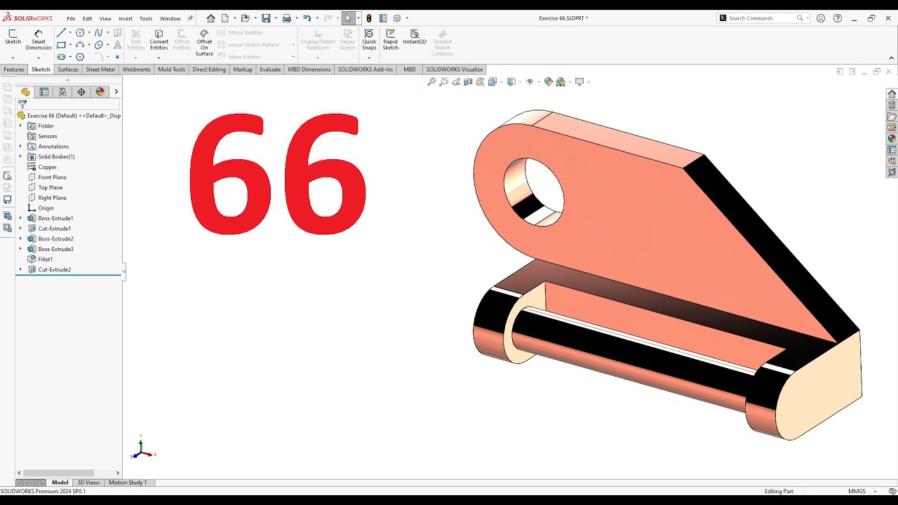 تمارين علي سوليدووركس 2024 || تمرين رقم 66- Solidworks Exercise 66 ...
