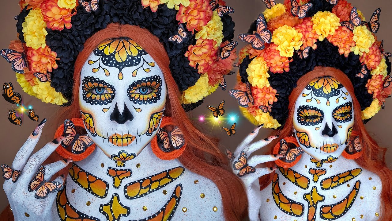 MAQUILLAJE CATRINA MARIPOSA MONARCA 🦋🏵 | TUTORIAL DIA DE MUERTOS 🎃🎨 ...
