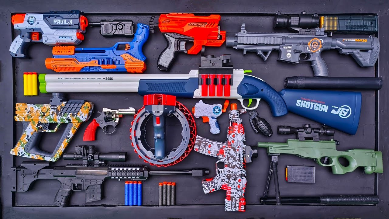 Collecting 7 Sniper Rifles And M416 guns Ak47 water Gel Blaster Beat ...