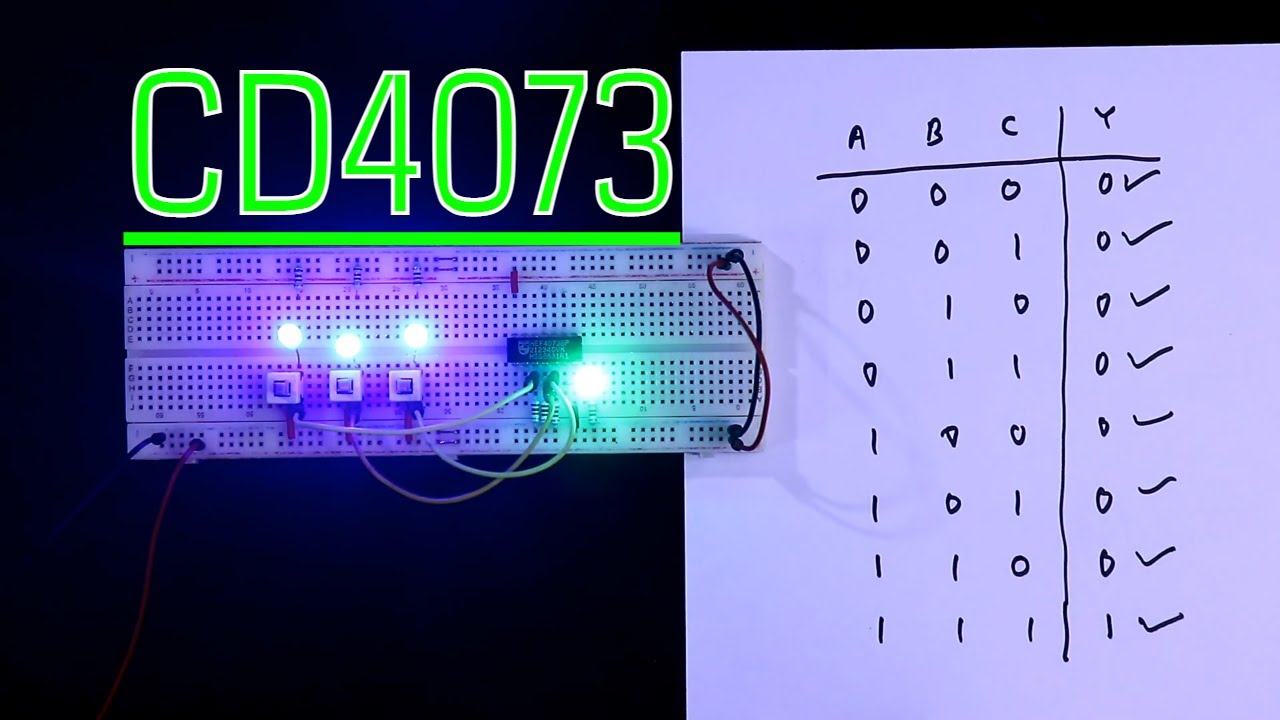 CD4073 | 3 input AND Gate CMOS logic IC - YouTube