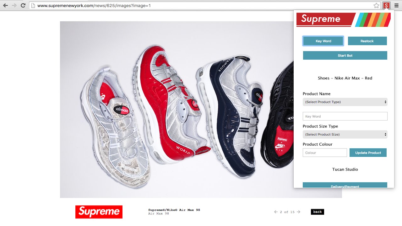 Supreme X Nike Air Max 98 | Supreme Bot - YouTube