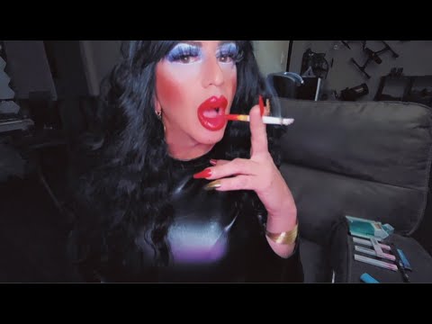 best crossdressing smoking fetish lipstick makeup video ever #trans #makeup #smoke