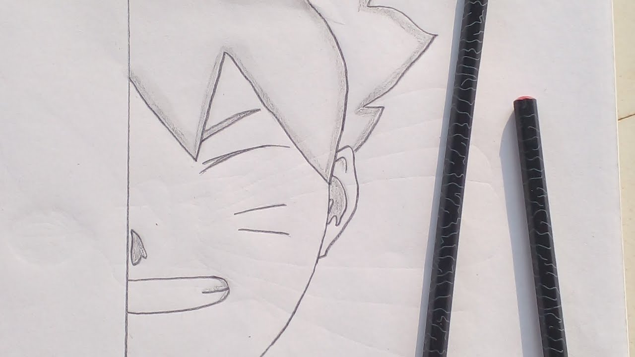 Easy Anime drawing|| How to draw Boruto Uzumaki half face step by step ...