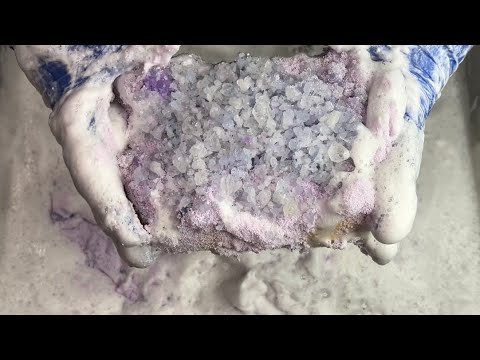 Asmr sponge squeezing💜💗soaked soap💗laundry powder💜crystals😍😍 - YouTube