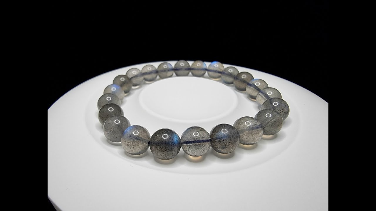Gelang Batu Grey Moonstone Labradorite Magic Stone Super 9mm B408 - YouTube
