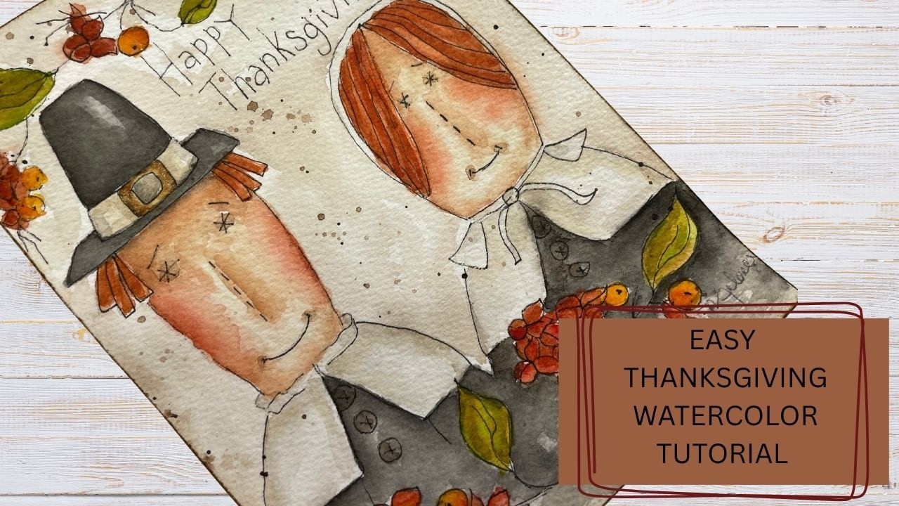 Whimsical Pilgrim Watercolor Tutorial | Easy Thanksgiving Painting ...