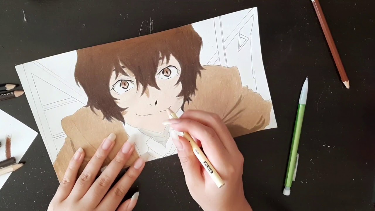 Dazai Osamu SPEED DRAWING COLOR PENCILS - YouTube