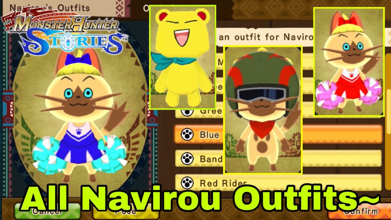 All Navirou Obtainable Outfits In Monster Hunter Stories - YouTube