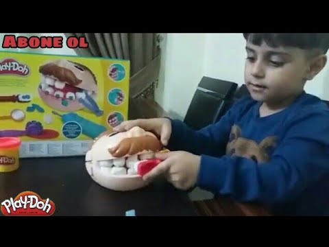Play doh oyuncak dişçi seti açtık, çürük dişleri çektik, yeni dişler yaptık | Oyuncak videoları