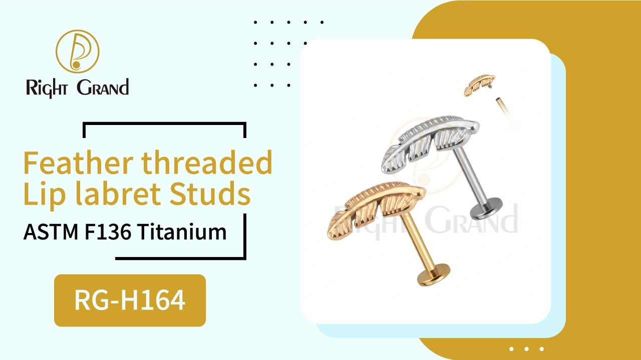 Right Grand Implant Titanium Feather Internally Threaded Labret Tragus ...