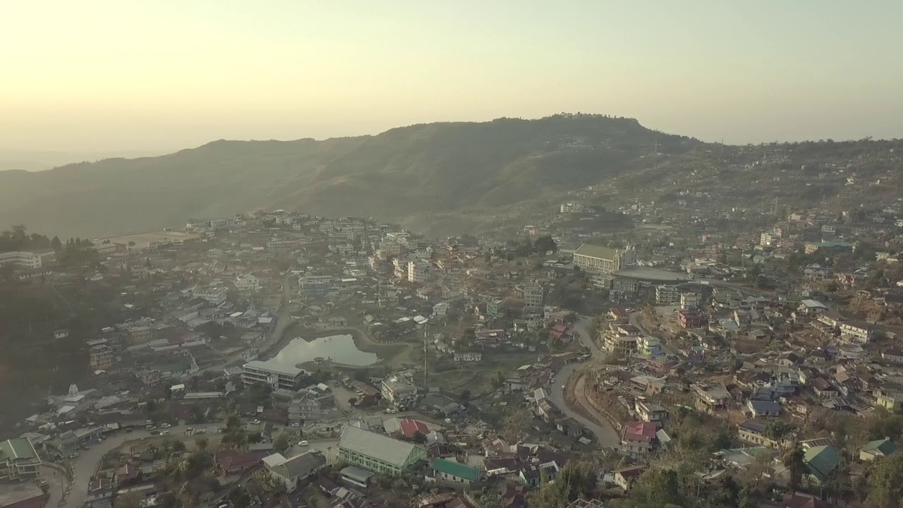 Wokha Town Aerial View 360 Rotation - At Sunset - YouTube
