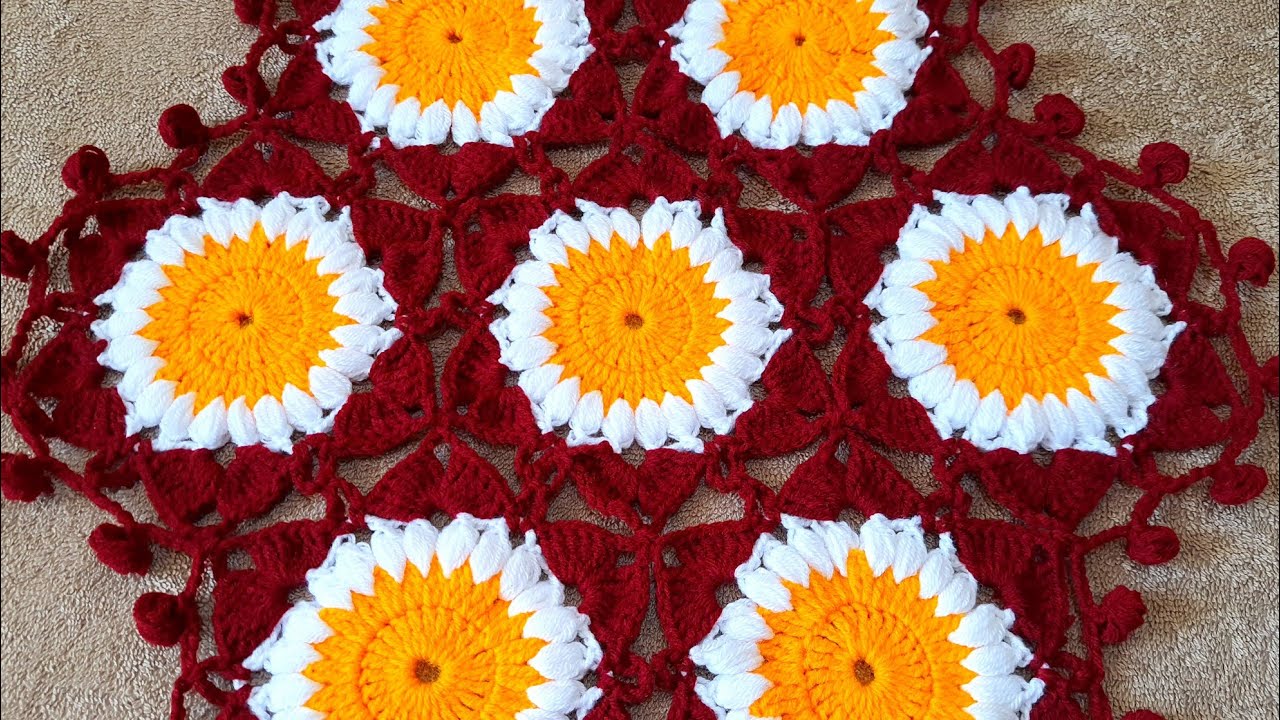 Woolen Crochet Thalposh New Design Tikki Thalposh 👌 😊 - YouTube