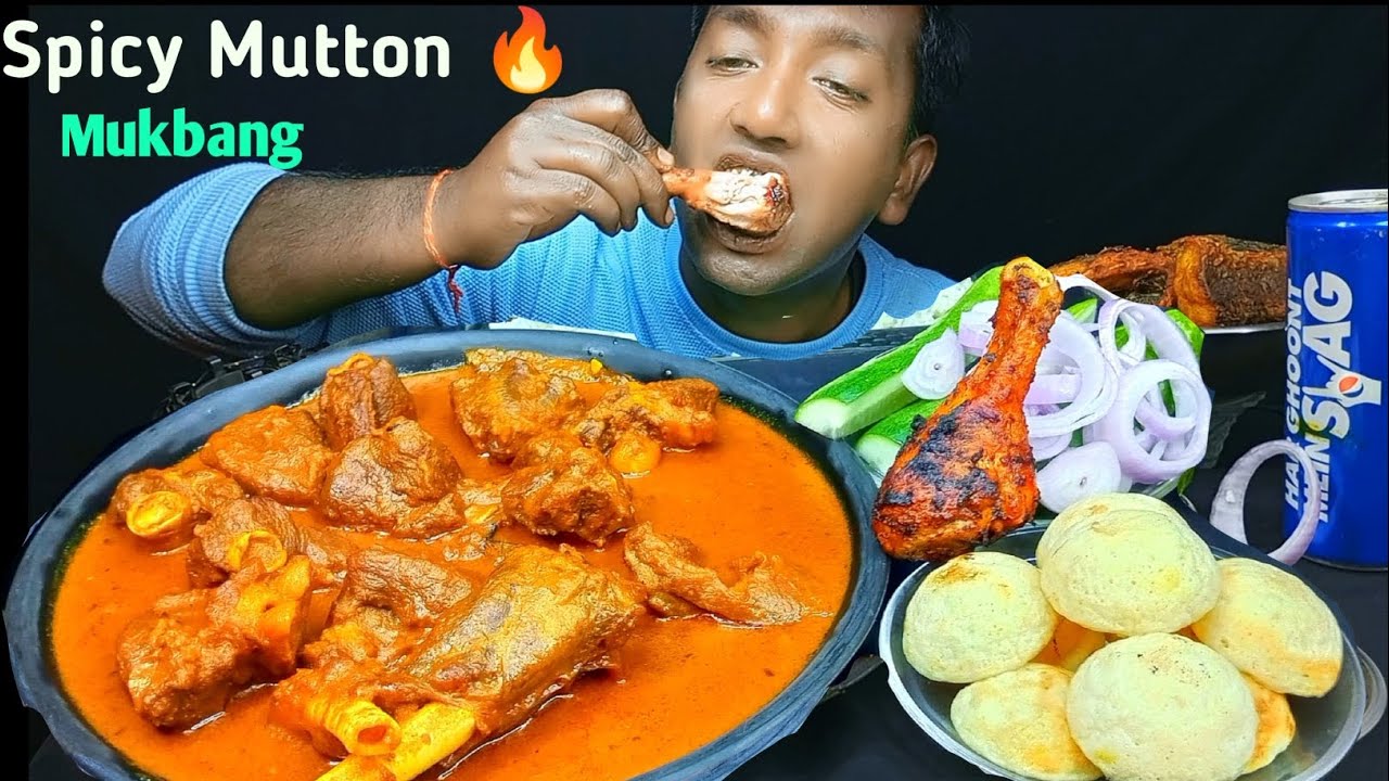 MUKBANG SPICY MUTTON CURRY, MUKBANG INDIAN STREET FOOD, ASMR EATING ...
