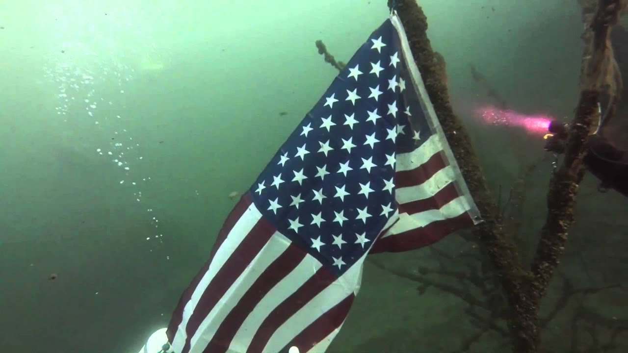 American flag in Gilboa Quarry - YouTube
